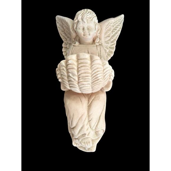 Unknown | Other | Vintage Fairy Angel W Basket Wall Plaque Statue ...